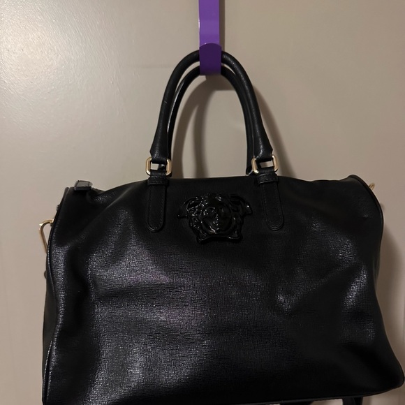 Versace | Bags | Versace Black Saffiano Leather Medusa Boston Bag ...